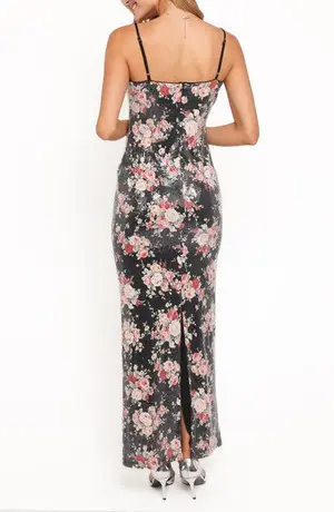 PETAL & PUP Everlee Sequin Floral Maxi Dress