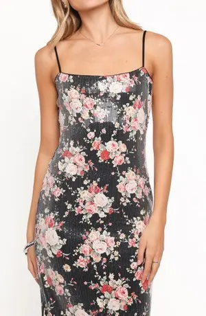 PETAL & PUP Everlee Sequin Floral Maxi Dress
