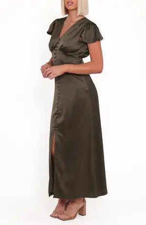 PETAL & PUP Satin Dress With Cap Sleeves