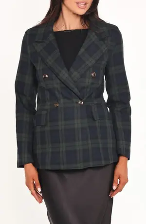 PETAL & PUP Juliette Plaid Double Breasted Blazer