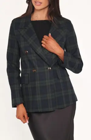 PETAL & PUP Juliette Plaid Double Breasted Blazer
