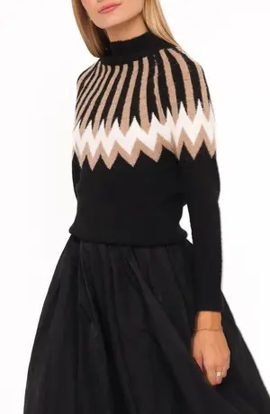 PETAL & PUP Fair Isle Mock Neck Sweater