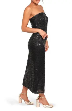 PETAL & PUP Agnes Strapless Sequin Maxi Dress