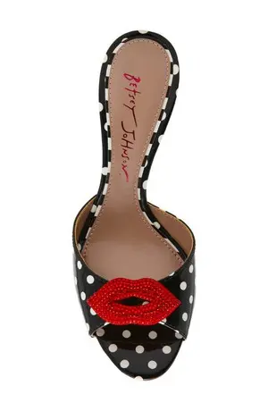Betsey Johnson Casidy Stiletto Sandal - White/black Polka Dot