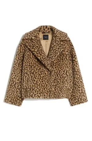 Max Mara Cheetah Print Wool-blend Pea Coat