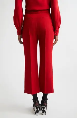 Valentino Garavani Wool Crepe Crop Flare Pants - Deep Red