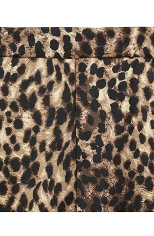 Mango Leopard Print Straight Leg Satin Pants