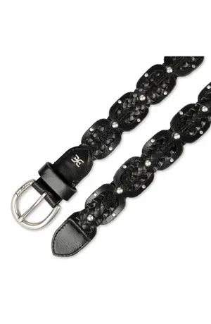 Sam Edelman Linked Braided Leather Belt - Black