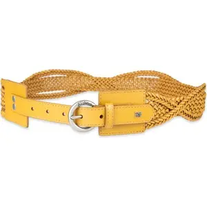 Sam Edelman Twist Braided Leather Belt - Mustard