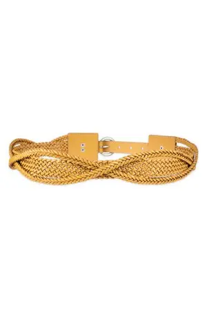 Sam Edelman Twist Braided Leather Belt - Mustard