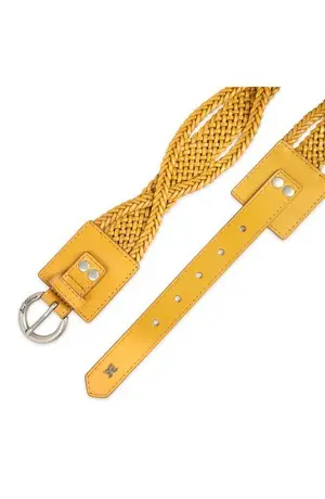 Sam Edelman Twist Braided Leather Belt - Mustard