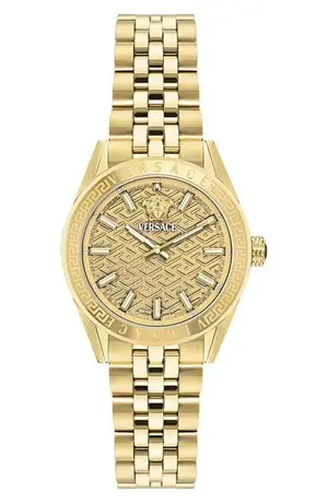 Versace V-code Bracelet Watch - Ip Yellow Gold