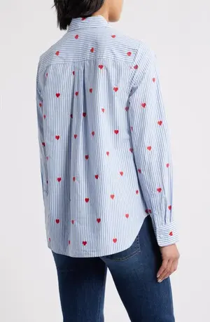 Caslon Embroidered Heart Button-up Shirt