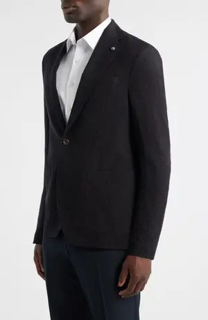 JACK VICTOR Hampton Contemporary Fit Textured Knit Wool Sport Coat