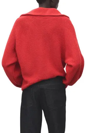 Mango Manzana Dolman Sleeve Polo Sweater - Red