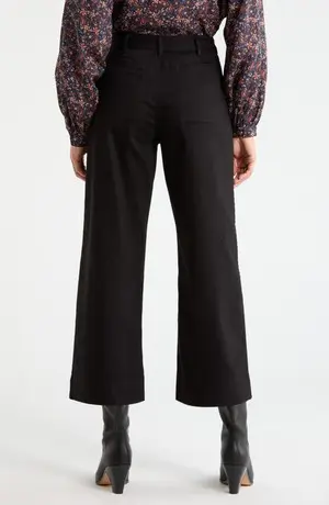 Treasure & Bond Patch Pocket Crop Wide Leg Pants - Black