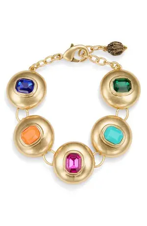 Kurt Geiger Crystal Button Link Bracelet - Gold/multi
