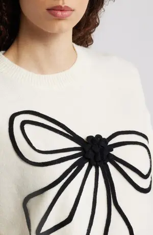 PETAL & PUP Isiora 3d Embroidered Bow Sweater