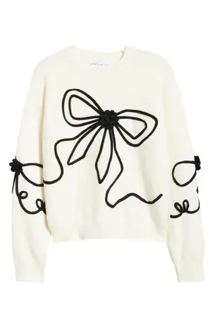 PETAL & PUP Isiora 3d Embroidered Bow Sweater