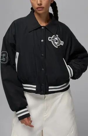 JORDAN Brooklyn Varsity Coach's Jacket - Black/black/iron Grey