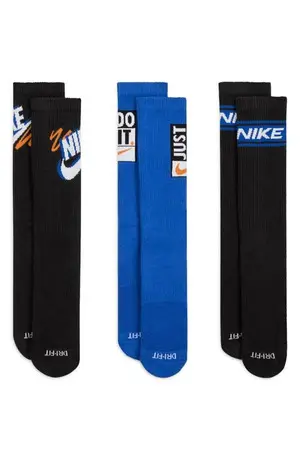 Nike Assorted 3-Pack Dri-FIT Crew Socks Black Multi