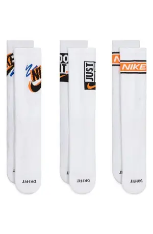 Nike Assorted 3-pack Dri-fit Crew Socks - Whtie Multi