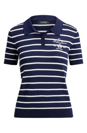 Ralph Lauren Striped Cotton-blend Polo Top