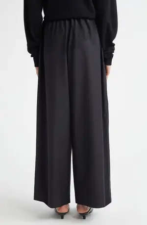TOTEME Wide-leg Wool Drawstring Trousers - Black