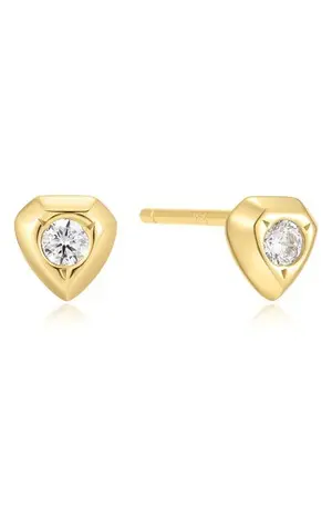 ANIA HAIE Sparkling Shield Stud Earrings - Shiny Gold