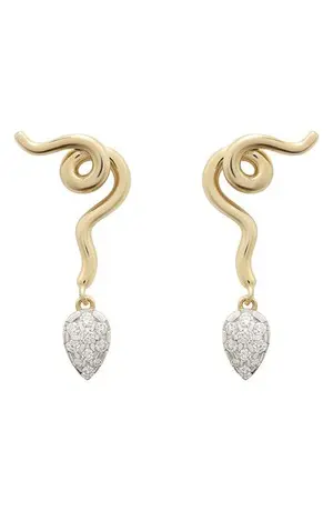 Bea Bongiasca Pavé Diamond Vine Drop Earrings - Gold