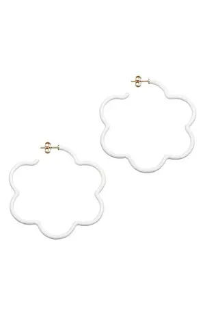 Bea Bongiasca Flower Enamel Hoop Earrings - White