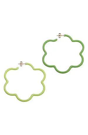 Bea Bongiasca Flower Two-tone Hoop Earrings - Green