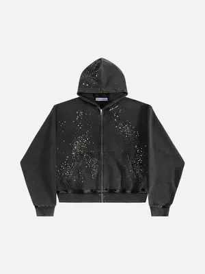 AELFRIC EDEN Rhinestone Embellished Zip-up Hoodie