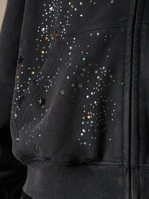 AELFRIC EDEN Rhinestone Embellished Zip-up Hoodie