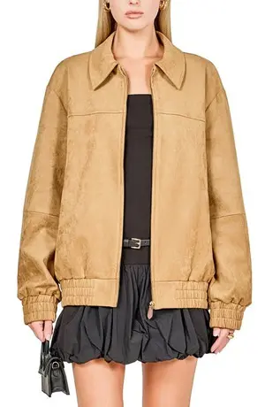 Endless Rose Faux Suede Jacket - Camel