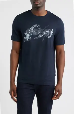 BOSS Thompson Emed Logo Graphic T-shirt - Dark Blue