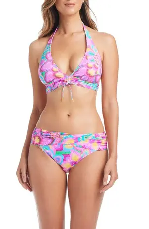 BLEU BY ROD BEATTIE Printed Halter Bikini Top - Pink Multi
