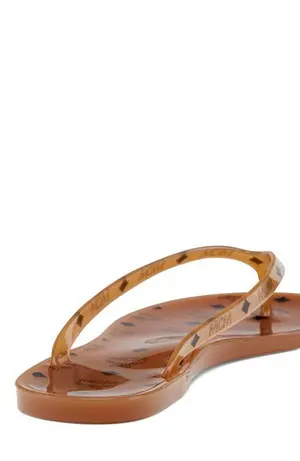 Mcm Monogram Jelly Thong Sandals - Cognac
