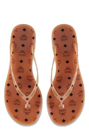 Mcm Monogram Jelly Thong Sandals - Cognac
