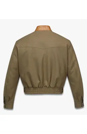 Mcm Jacket In Wool Twill And Monogram Print Leather