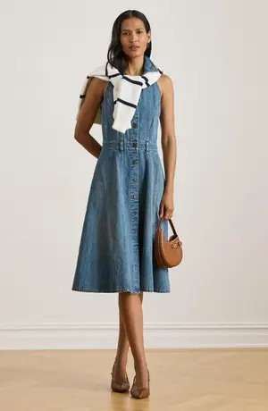 Ralph Lauren Caluna Denim Button-front Midi Dress