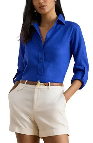 Ralph Lauren Karrie Linen Button-up Shirt - Cruise Royal Blue