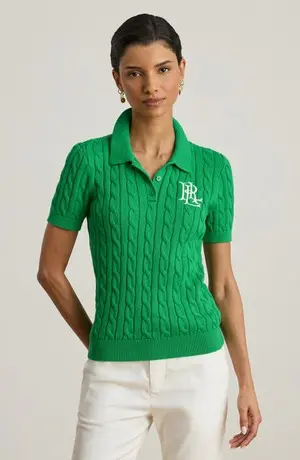 Ralph Lauren Natrissa Cable-knit Polo Sweater