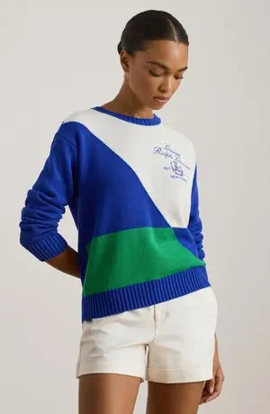 Ralph Lauren Colorblock Embroidered Sweater