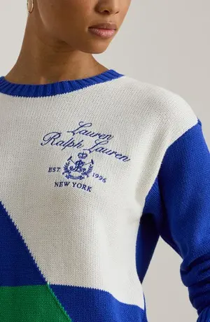 Ralph Lauren Colorblock Embroidered Sweater