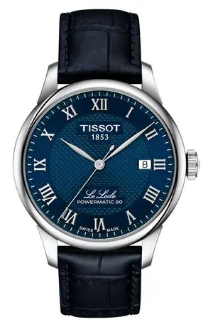 TISSOT Le Locle Powermatic 80 Leather Strap Watch - Blue