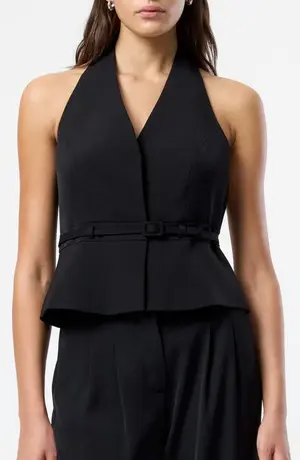 French Connection Harry Belted Suiting Halter Top - Black