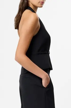 French Connection Harry Belted Suiting Halter Top - Black