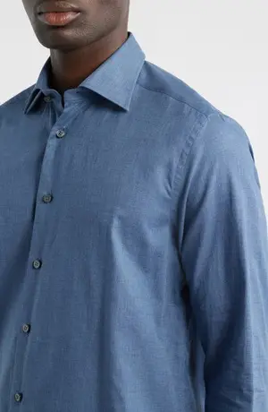 JACK VICTOR Leonard Cotton Button-up Shirt - Blue