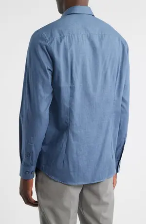 JACK VICTOR Leonard Cotton Button-up Shirt - Blue